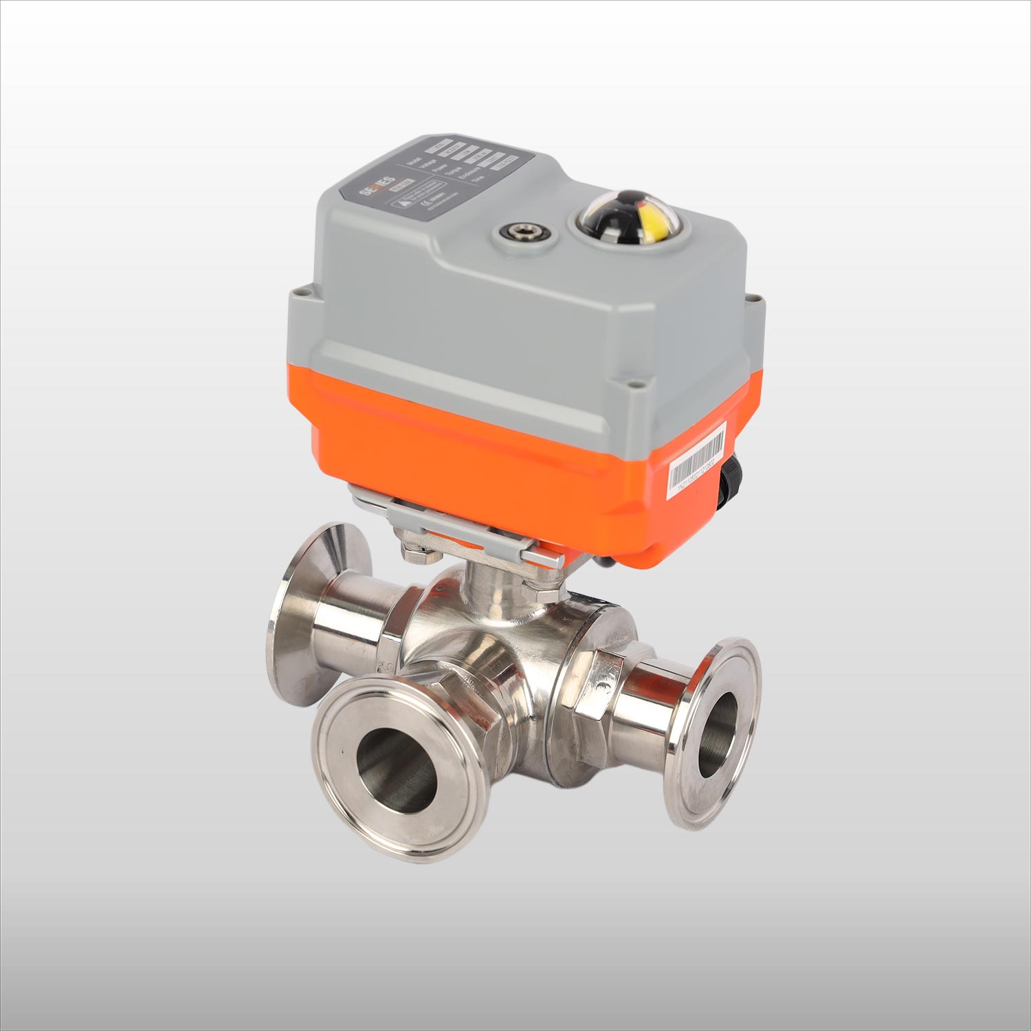 Food Class Sanitary 3 Way SS304 Ball Valve Electric Actuator L Flow T ...
